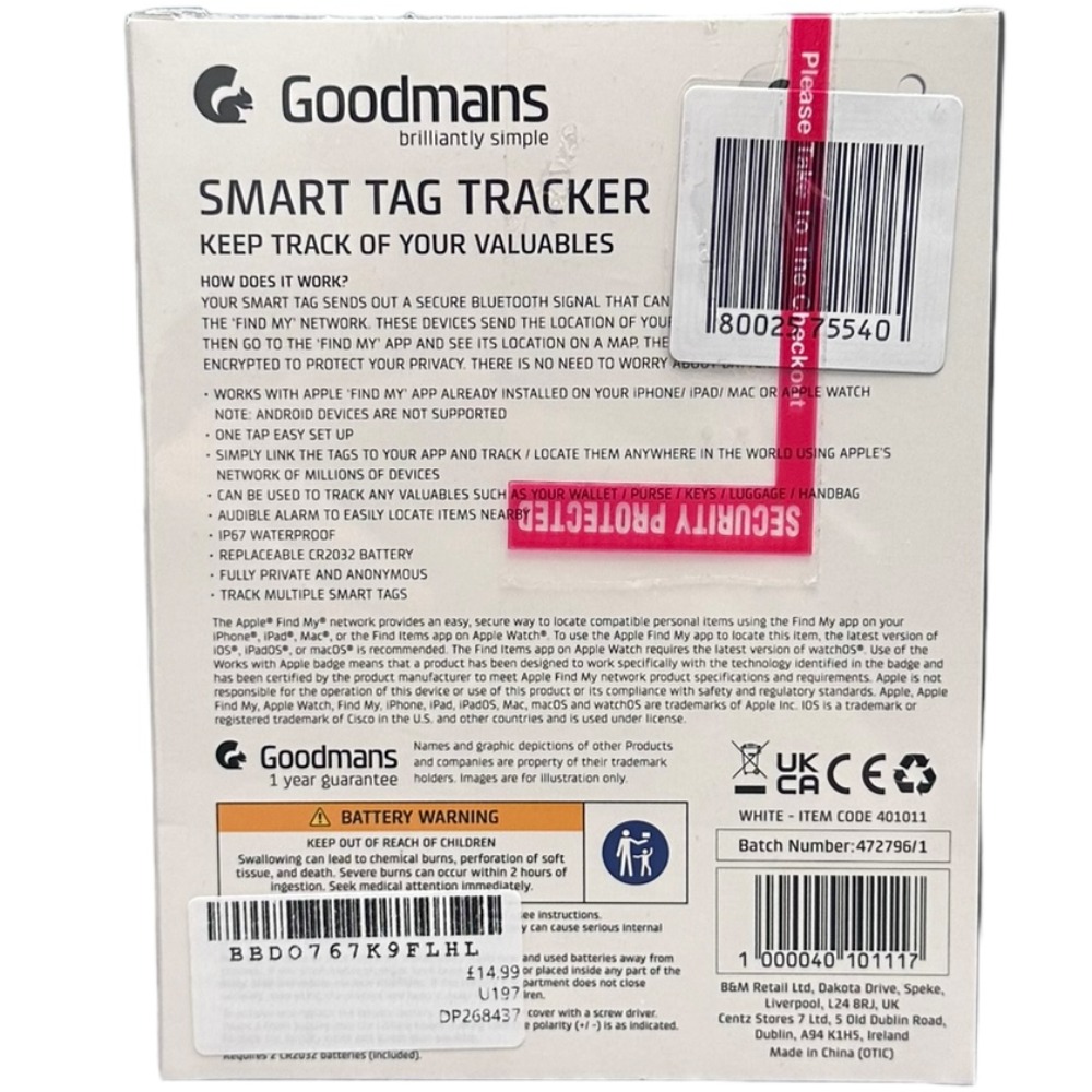 New Brand New & Sealed: Goodmans Smart Tag Tracker (2-Pack) - Own4Less